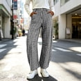 Asgosdo Pants for Women Button High Waisted Grid Straight Wide Leg ...