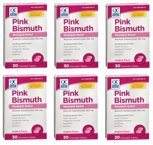 6 Pack Quality Choice Pink-Bismuth Chewable Tablets 30 Tablets Each ...