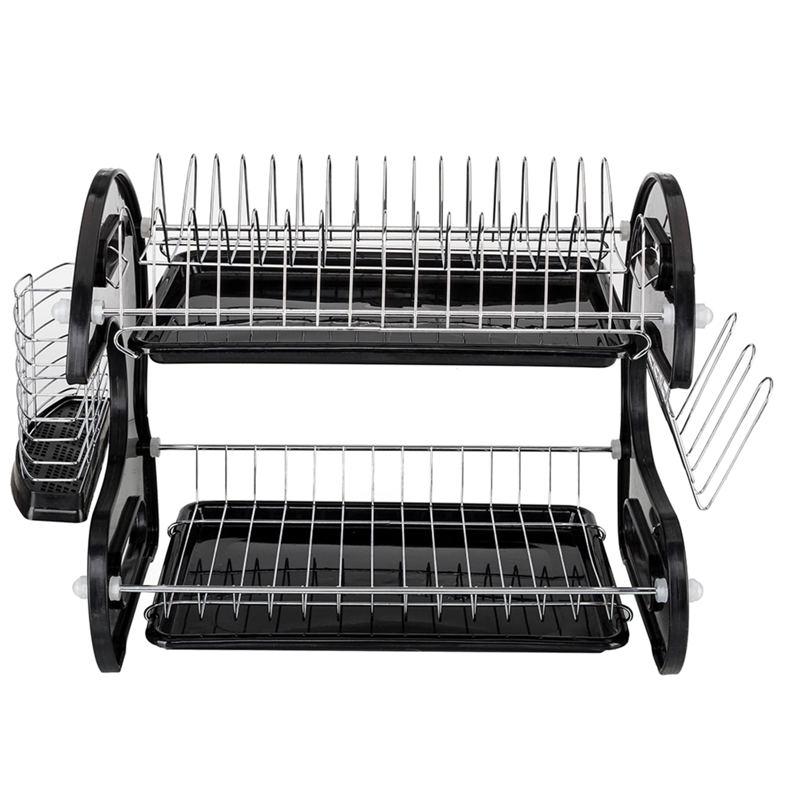 2 Tier Dish Drying Rack with Drainboard, Plastic Dish Rack for Kitchen ...