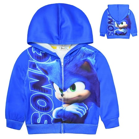 Boys Kids Sonic The Hedgehog Hoodie Zip Up Coat Jacket Tops 4-8 Years ...