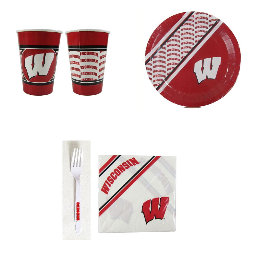 GameDay Essential Wisconsin Badgers 20 Pc Disposable Paper Plates And ...