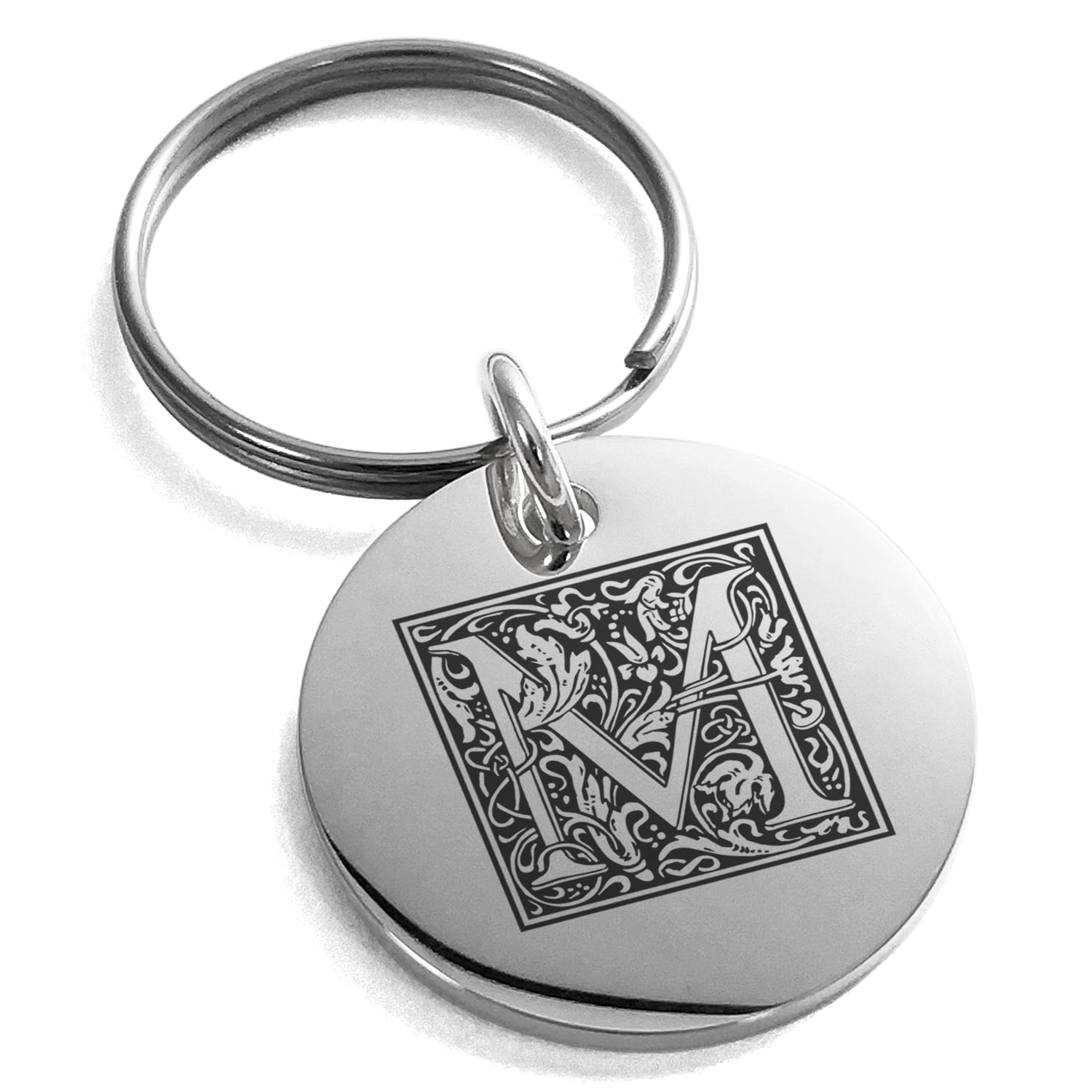 Stainless Steel Letter M Initial Floral Box Monogram Engraved Small ...
