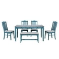6-Piece Antique Blue Dining Set, Mid-Century, Drawer, 4 Upholstered ...