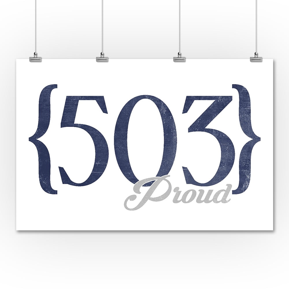 Portland, Oregon - 503 Area Code (Blue) - Lantern Press Artwork (36x54 ...