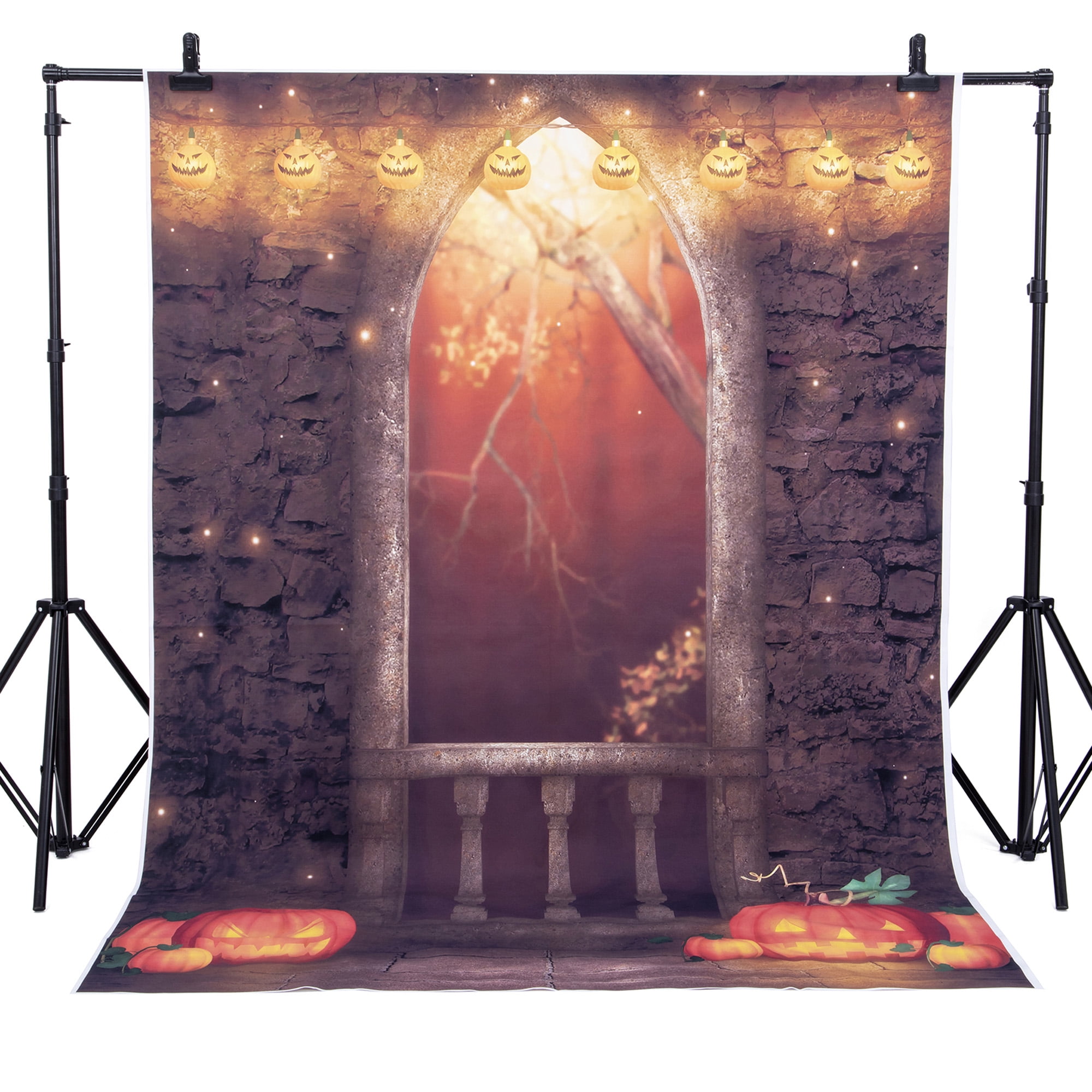LELINTA 5x7ft Halloween Backdrop Big Window and Pumpkin Lantern of ...