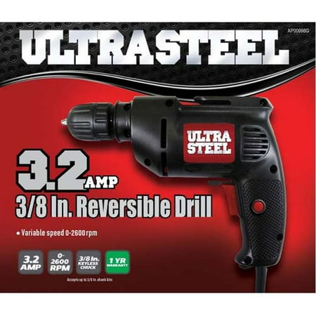 Ultra Steel 3.2 Amp 3/8" Electric Drill - Walmart.com