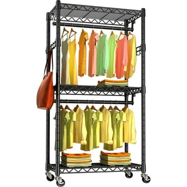 445LBS Rolling Clothes Rack with Cover, 81"H Adjustable Wire Portable ...