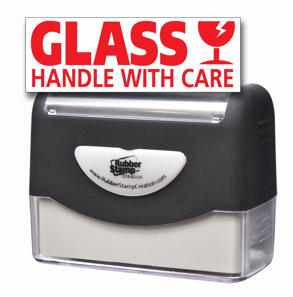 GLASS HANDLE WITH CARE Pre-inked Stamp - Red Ink (Large) - Walmart.com