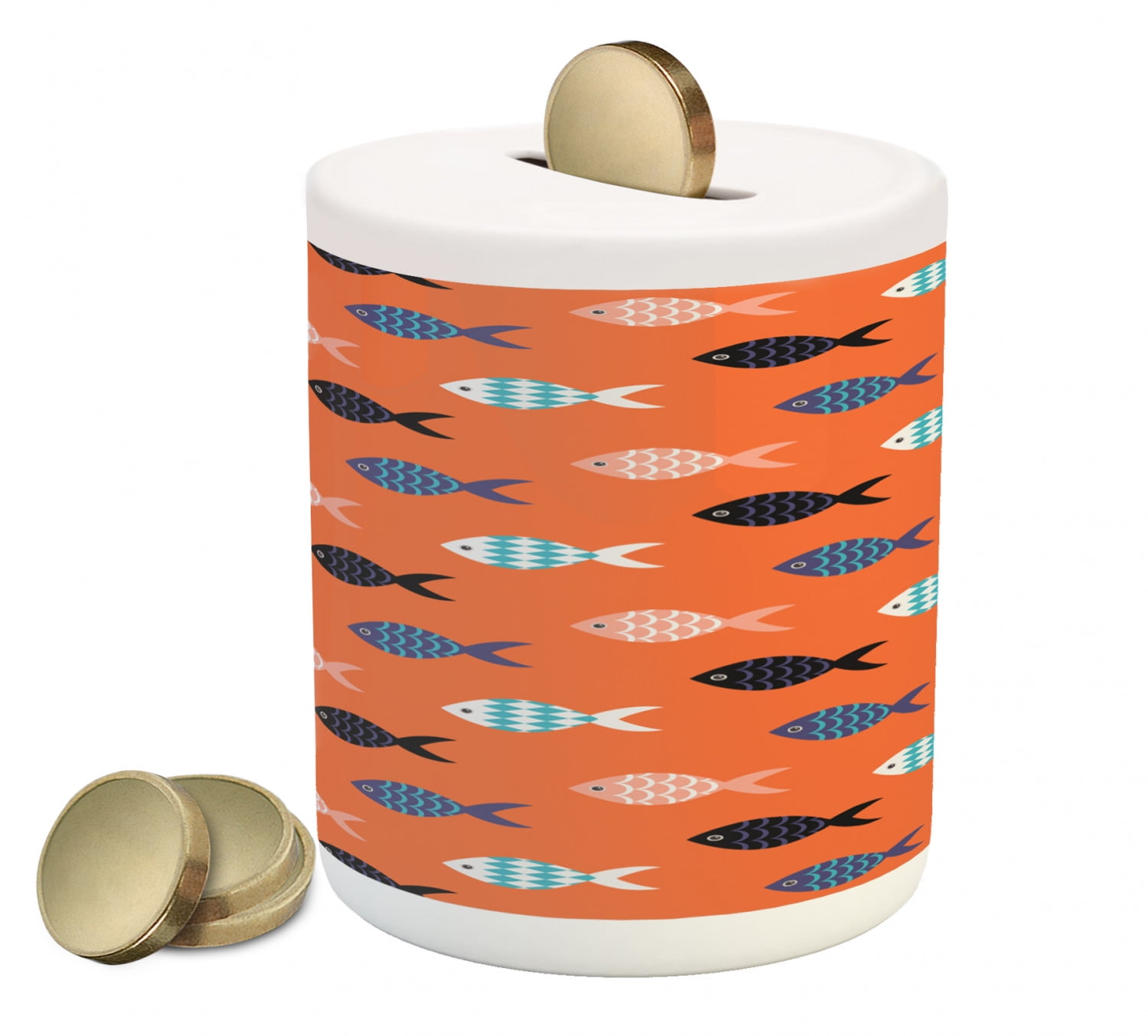 Peach Piggy Bank, Fishes Motif Nautical Marine Sea Underwater Creature ...