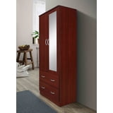Hodedah Two Door Wardrobe with Two Drawers and Hanging Rod plus Mirror ...