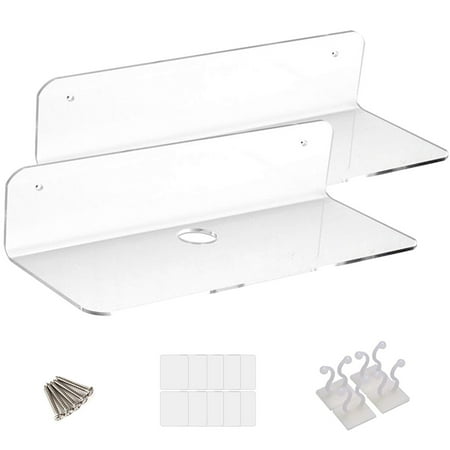Floating Shelves Set of 2 with Cable Clips - Easily Expand Wall Space ...