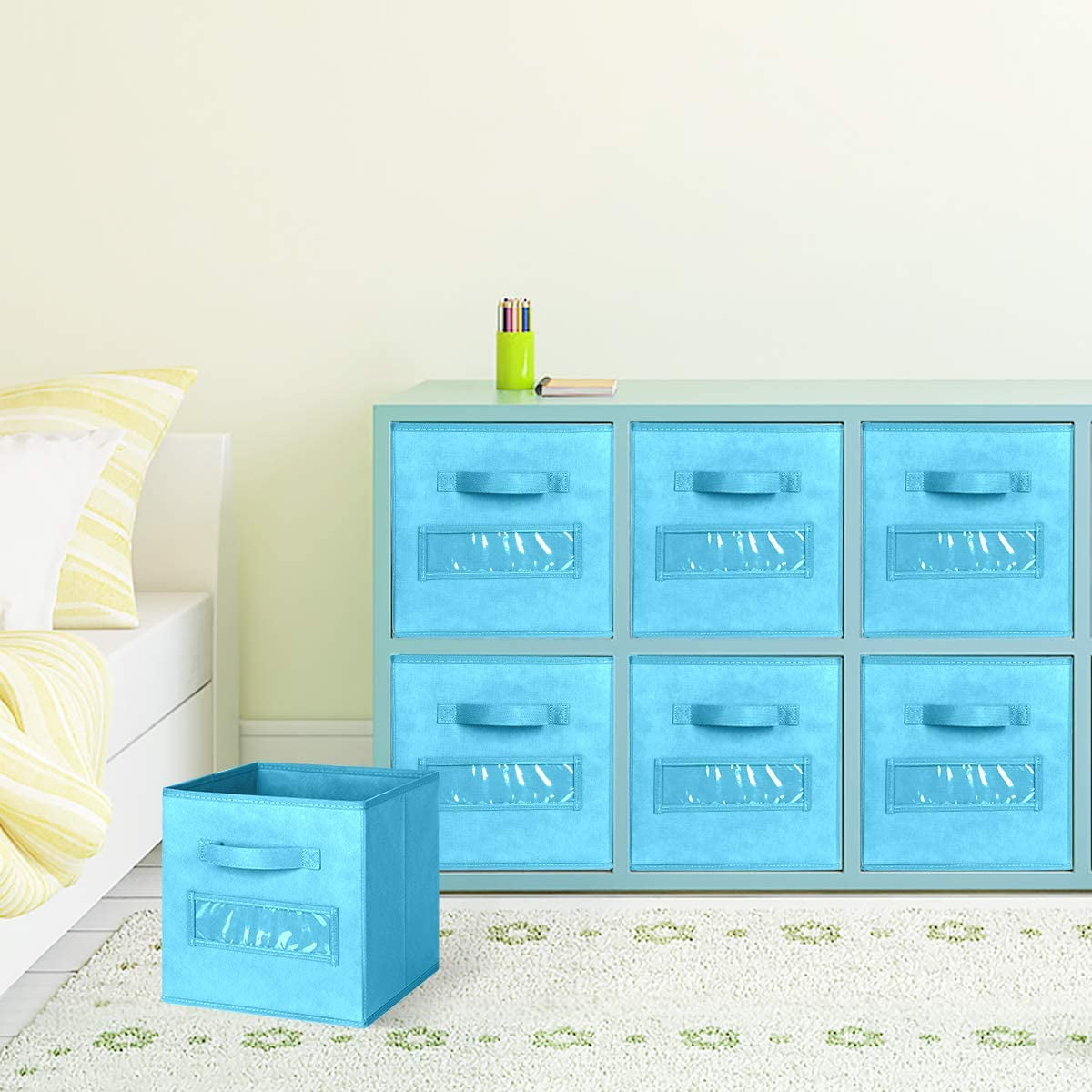 HISRFOCSP 4-Pack Storage Cubes Blue Storage Baskets for Shelves ...