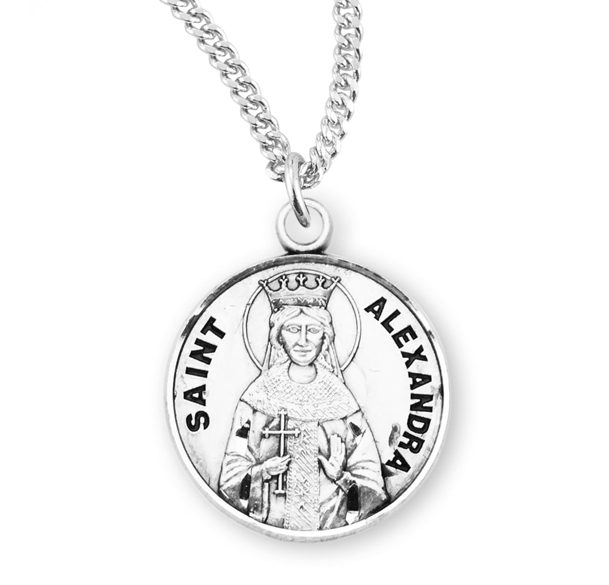 St. Alexandra Sterling Silver Medal Necklace - Walmart.com