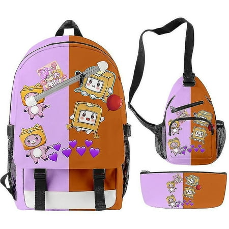 3 Pcs/set Lankybox School Bag 3d Print Anime Satchel Students Backpack ...
