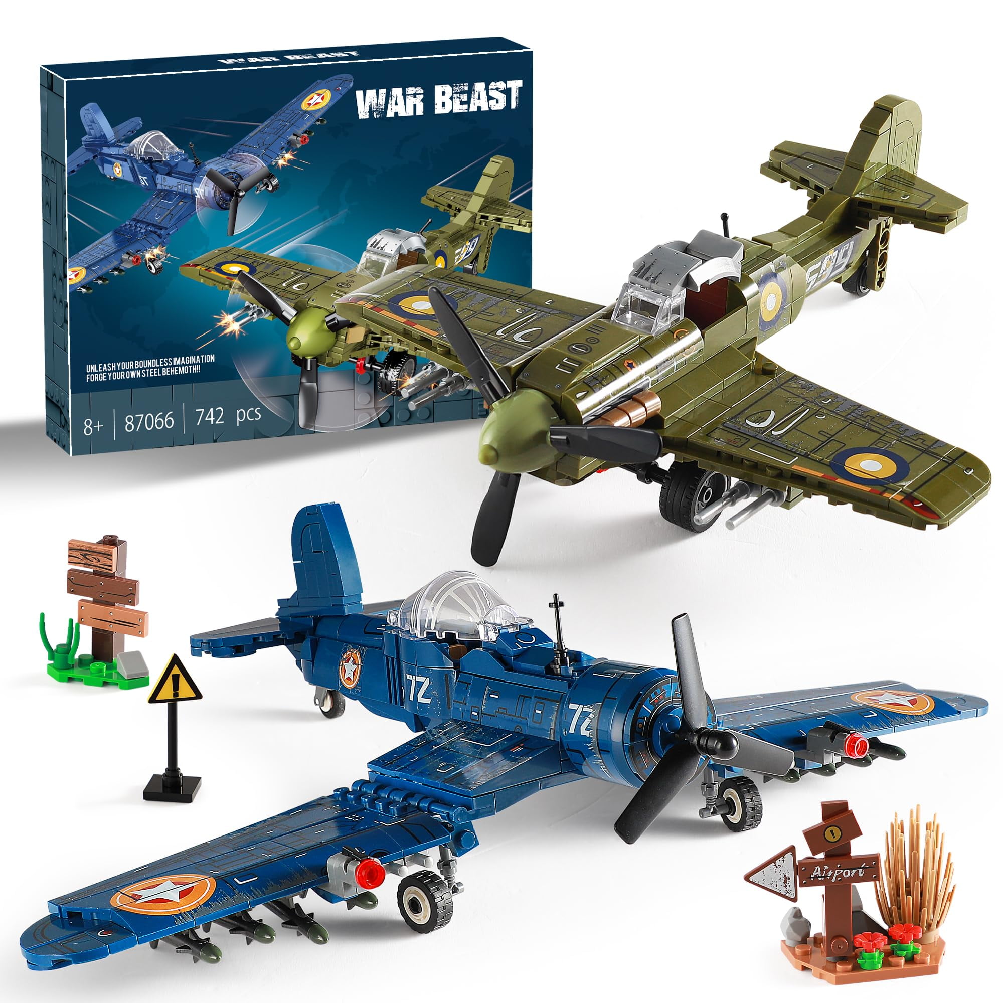 Set de construcción WW2 Military Plane US F4U y UK Spitfire con Lego ...