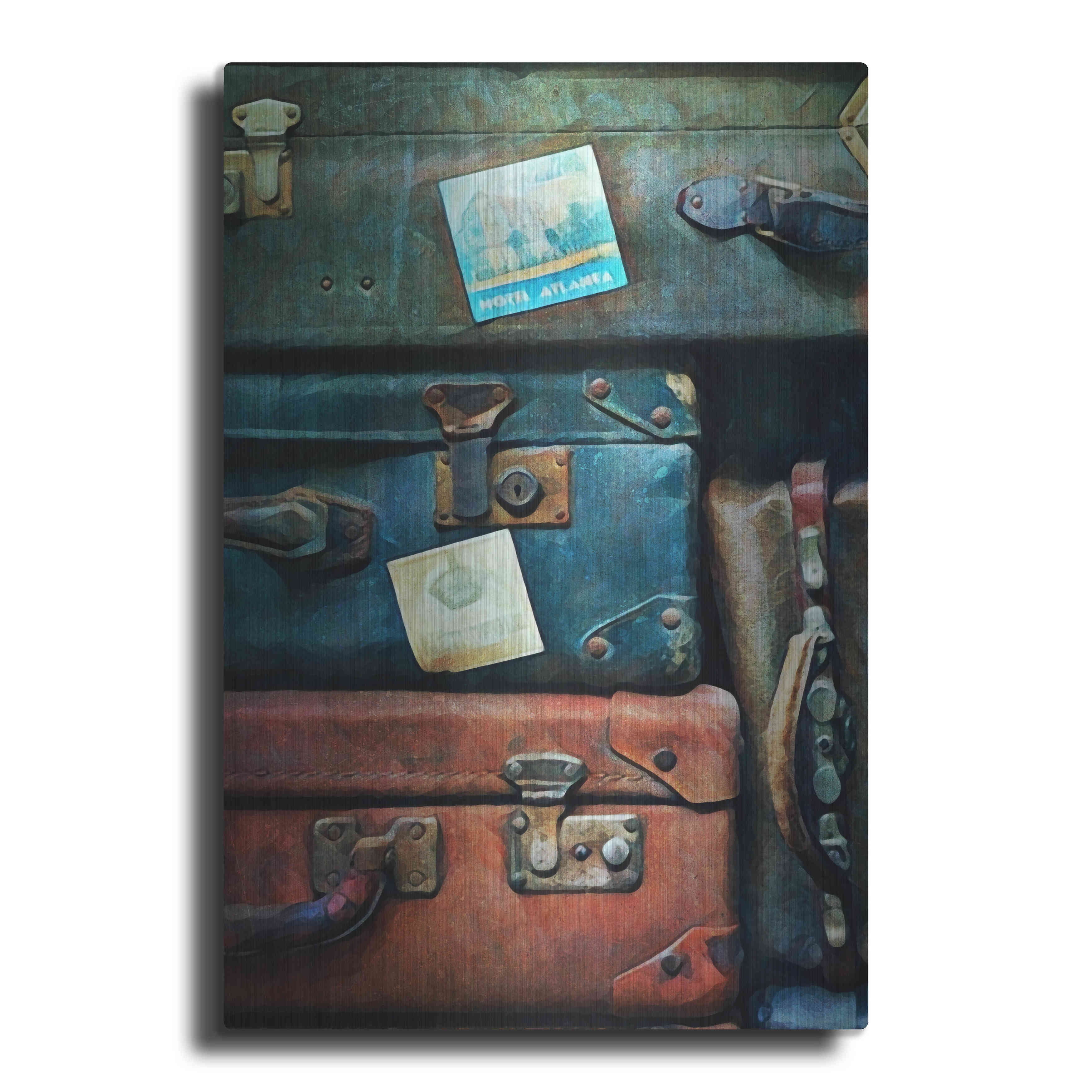 Luxe Metal Art 'Vintage Stacked Suitcases 2' by Ashley Aldridge Metal ...
