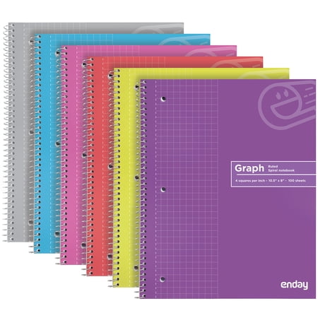 Emraw Quad Ruled Notebook Spiral with 100 Sheets White Paper - Set ...