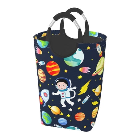 DouZhe 50L Rectangular Laundry Basket, Space Rocket Astronaut Prints ...