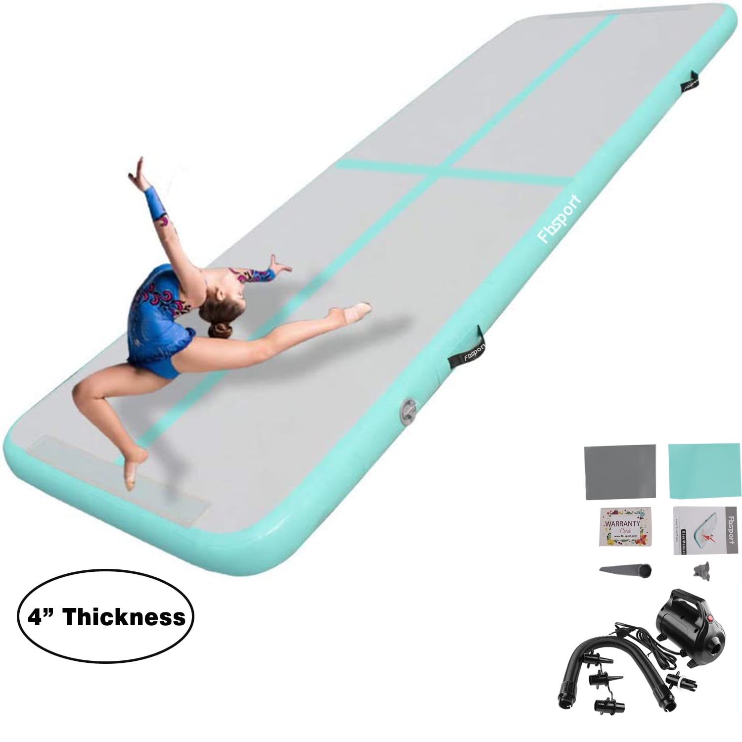 Fbsport 13ft Inflatable Gymnastics Tumbling Mat for Children & Teens, 4 ...