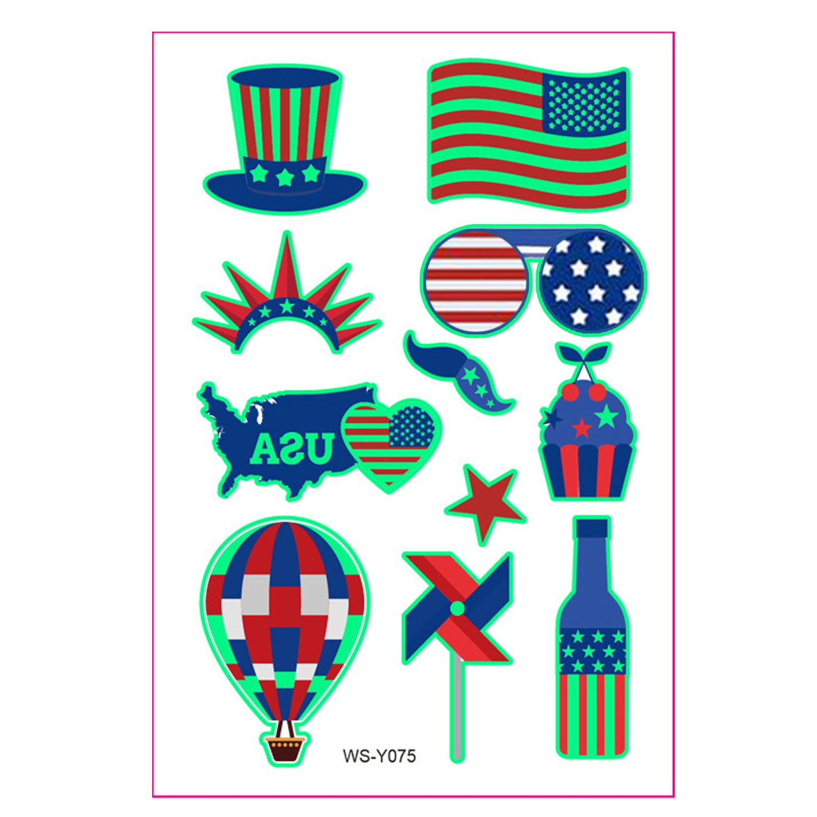 Stickers Luminous Independence Day Stickers Decoration Stickers ...