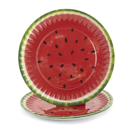 Melamine Watermelon Dinner Plates for Meals and Snacks - Set of 4 ...