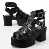 READYSALTED Women's Cleated Chunky Platform Sandals in Open Toe Ankle ...