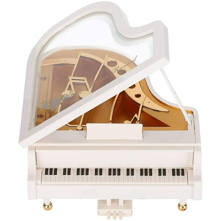 White Piano Music Box 4.9x4.7x5.7in Mini Piano Tabletop Ornament ...