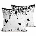 Butterflies Pillow Covers Set of 2, Spring Black Butterfly Falling Leaf ...