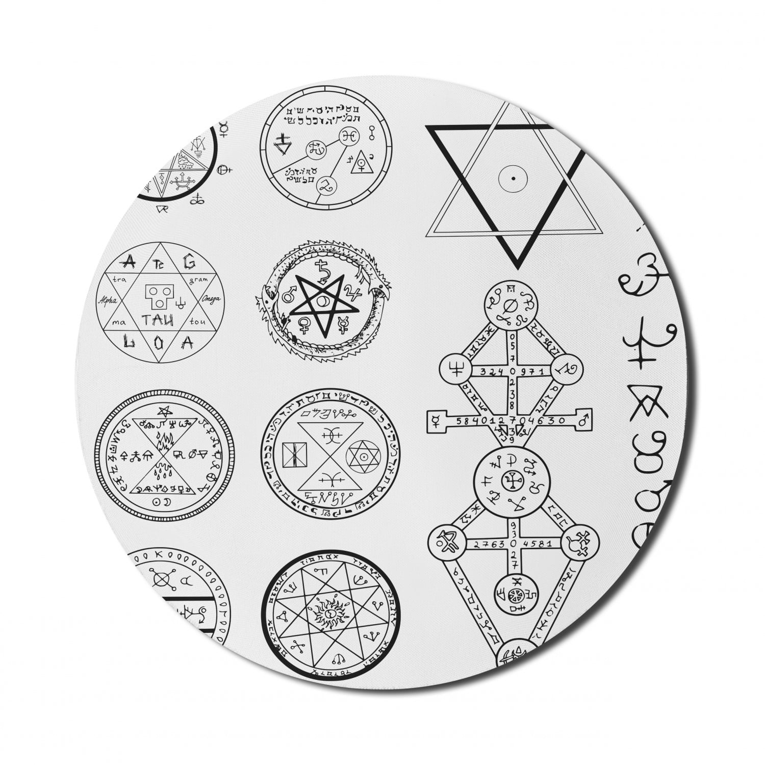 Occult Mouse Pad for Computers, Design Circular Pentagram Hidden ...