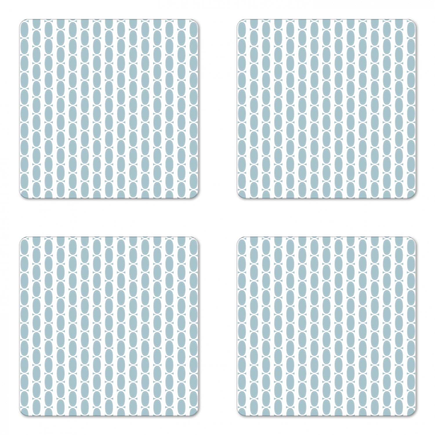 Blue Coaster Set of 4, Vintage 60s Living Room Inspired Round Circled ...