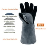 TIG and MIG Leather Welding Gloves, 16" Heat Proof with Four Layers ...