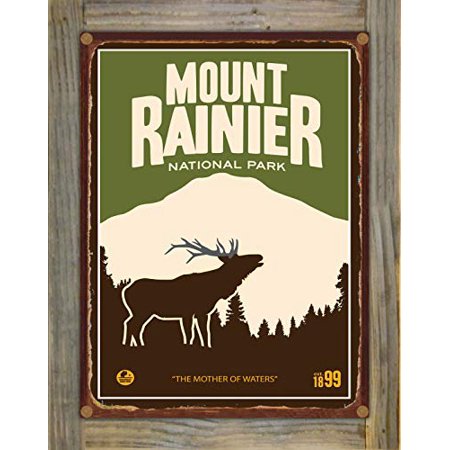 Mount Rainier National Park. Washington Rustic Metal Print on Reclaimed ...