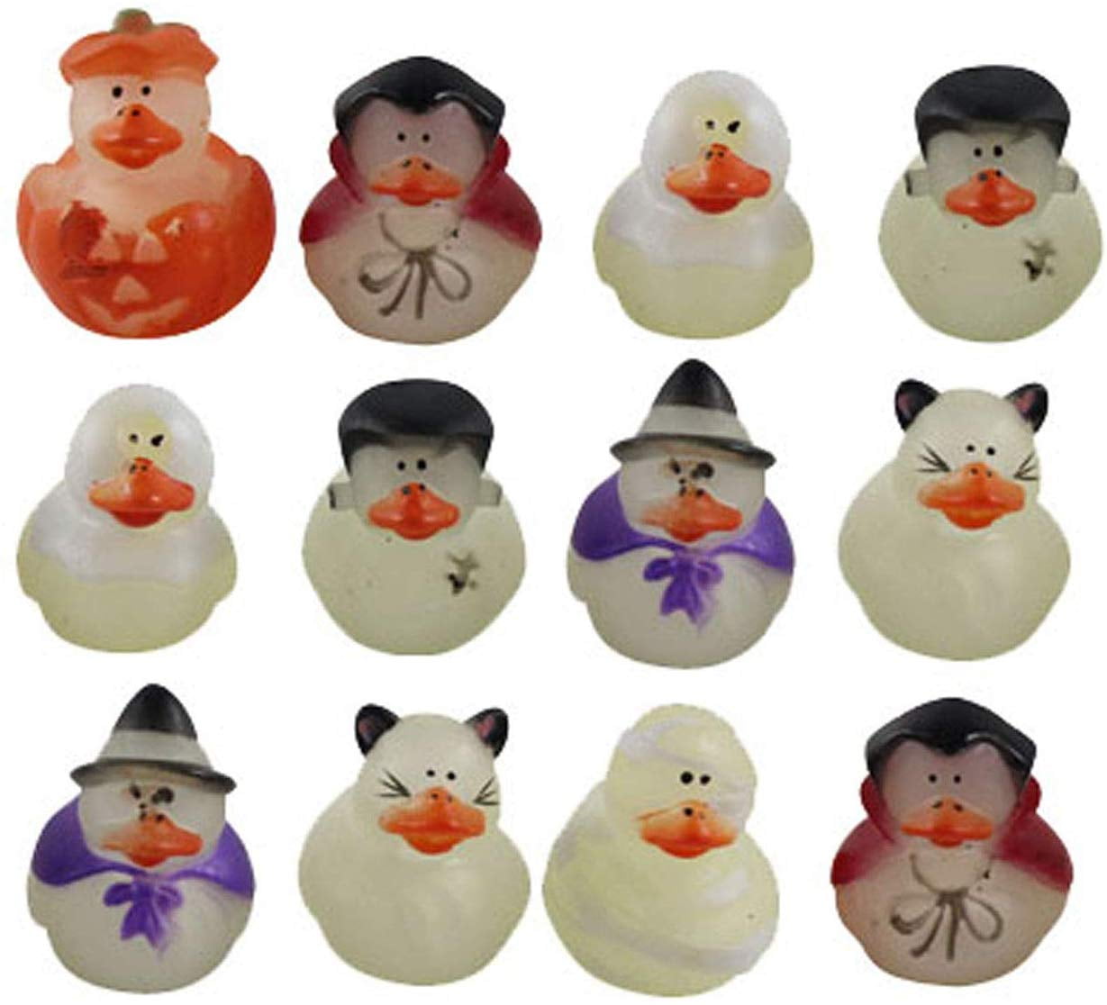 12 Tiny Halloween Theme Rubber Duckies - Glow in The Dark Spooky Duck ...