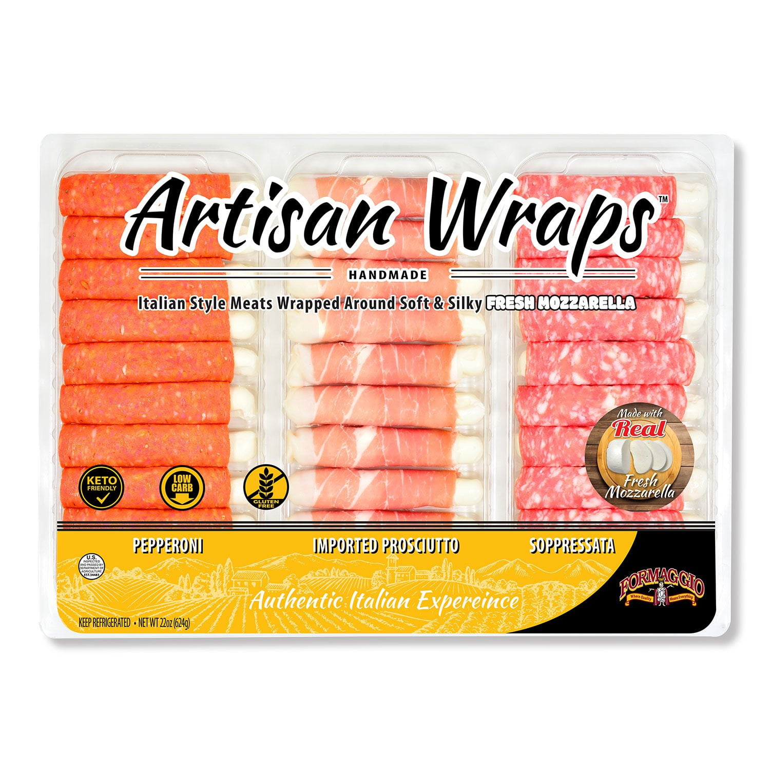 Formaggio Cheese Artisan Meat & Mozzarella Variety Wraps 22 oz ...