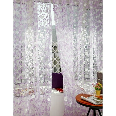 Elegance Dark Purple Sheer Voile Window Curtains for Bedroom & Kitchen ...