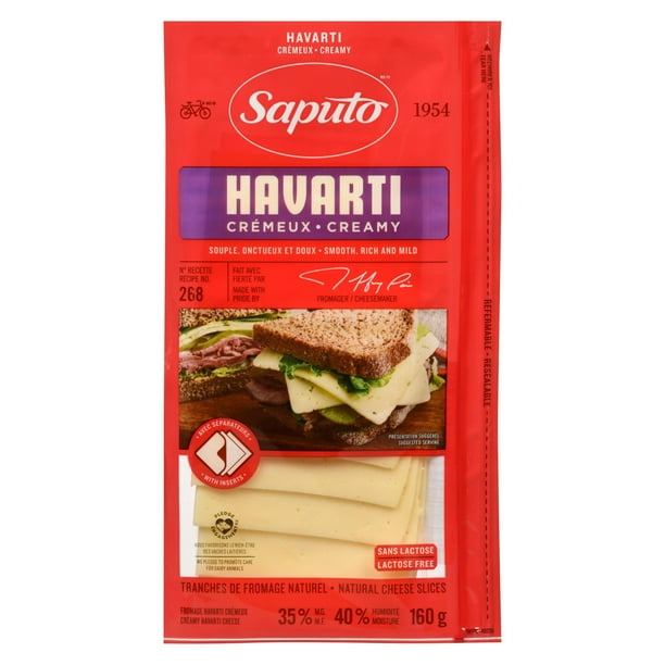 Saputo Creamy Havarti Cheese Slices, 160 g - Walmart.ca