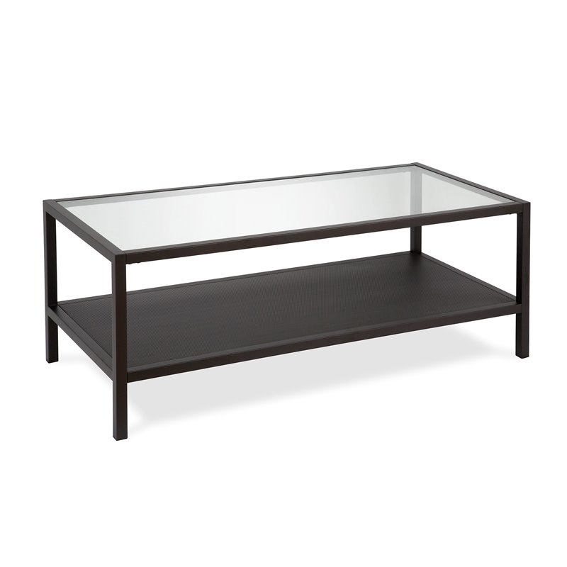 Pemberly Row 45"Industrial Metal Black/Bronze Coffee Table with Mesh ...