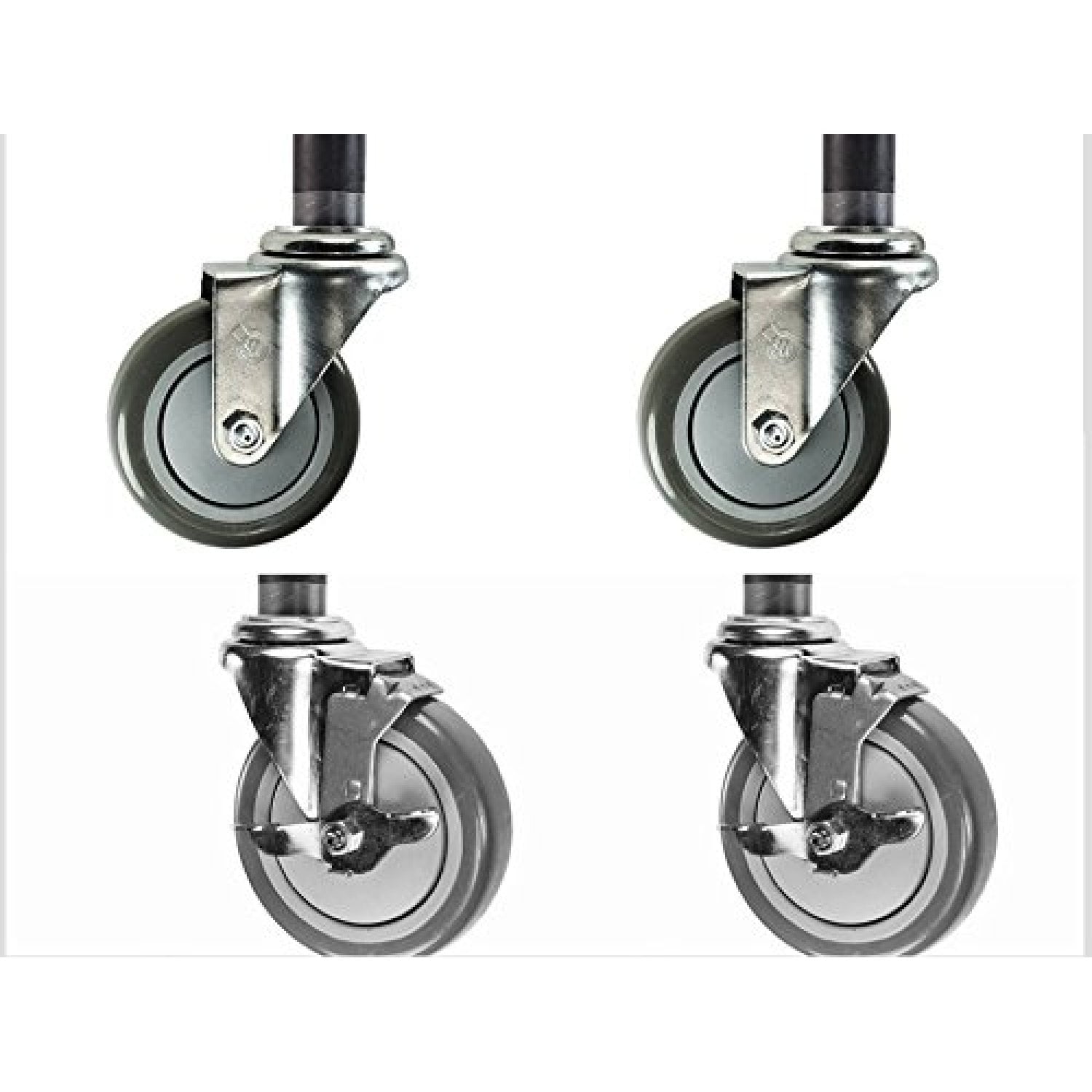 Set of 4 Work Table Stem Caster with 5" Polyurethane Wheels by ...