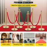 Choco Moon 6 Pack Gold Stainless Steel Retractable Queue Posts, 38 ...
