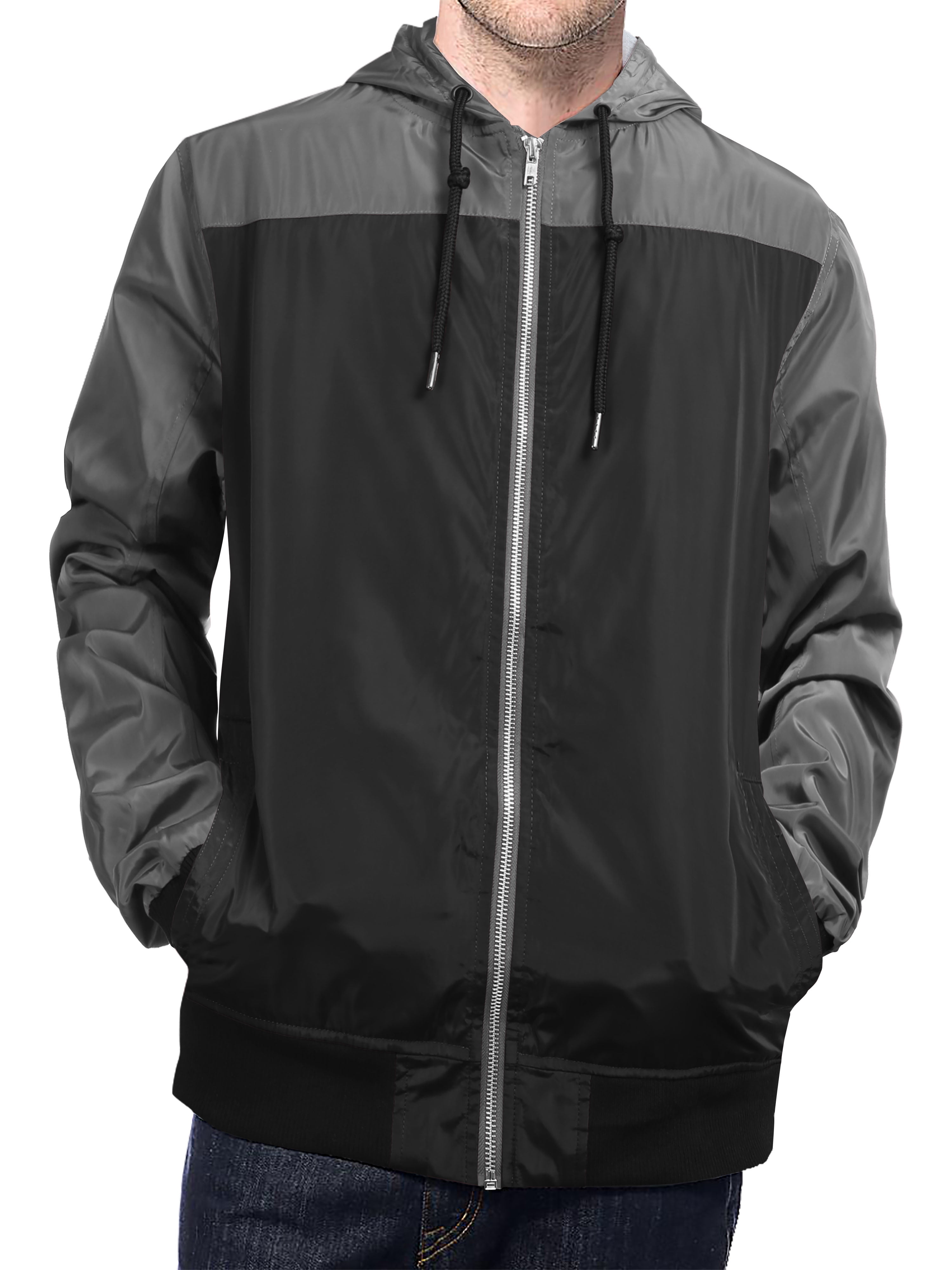Hat and Beyond Men's Active Two Tone Windbreaker Jacket Slim Fit Water ...