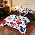 Manfei Minimal Hearts Stars King Bedding, USA Flag King Bed in a Bag ...
