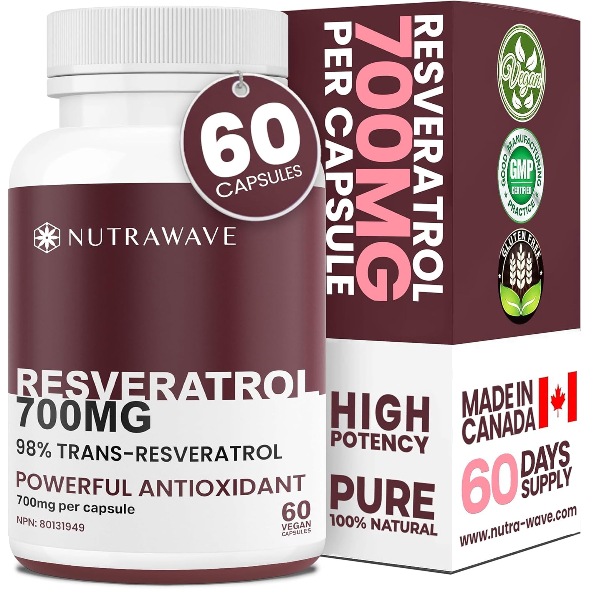 Click here for Nutrawave Resveratrol 700mg Capsules - Antioxidant... prices