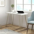 Owen Retro Computer Desk, White/Gold Legs - Walmart.com