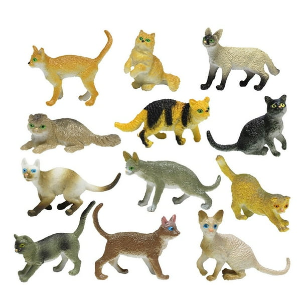 AMERTEER 12 Pcs Simulation Mini Cat Model Small Animal Figures Assorted ...