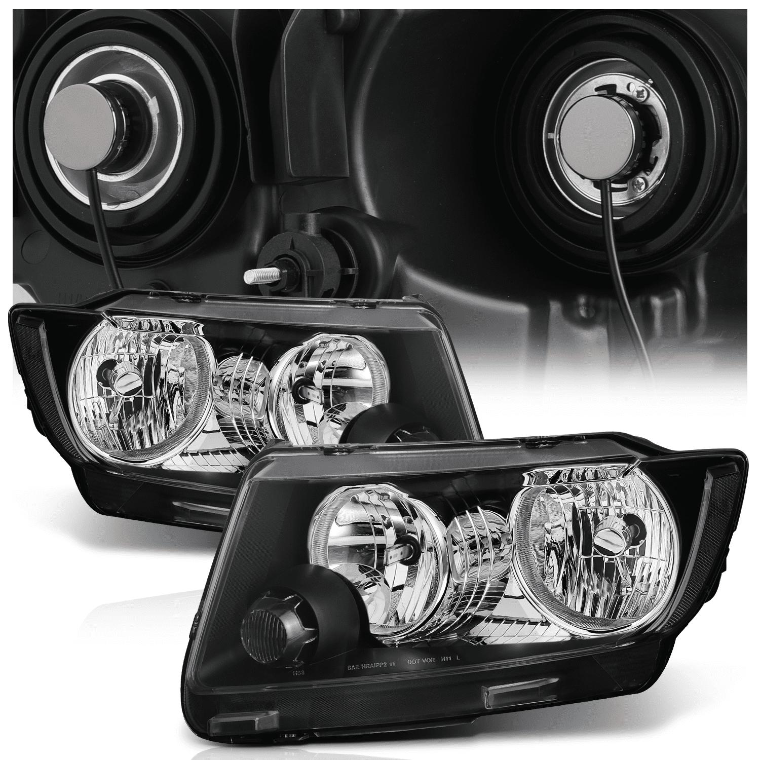 M-AUTO Headlight Lamp Assembly W/ 2 Pairs Pre-Assembled LED Bulbs for ...