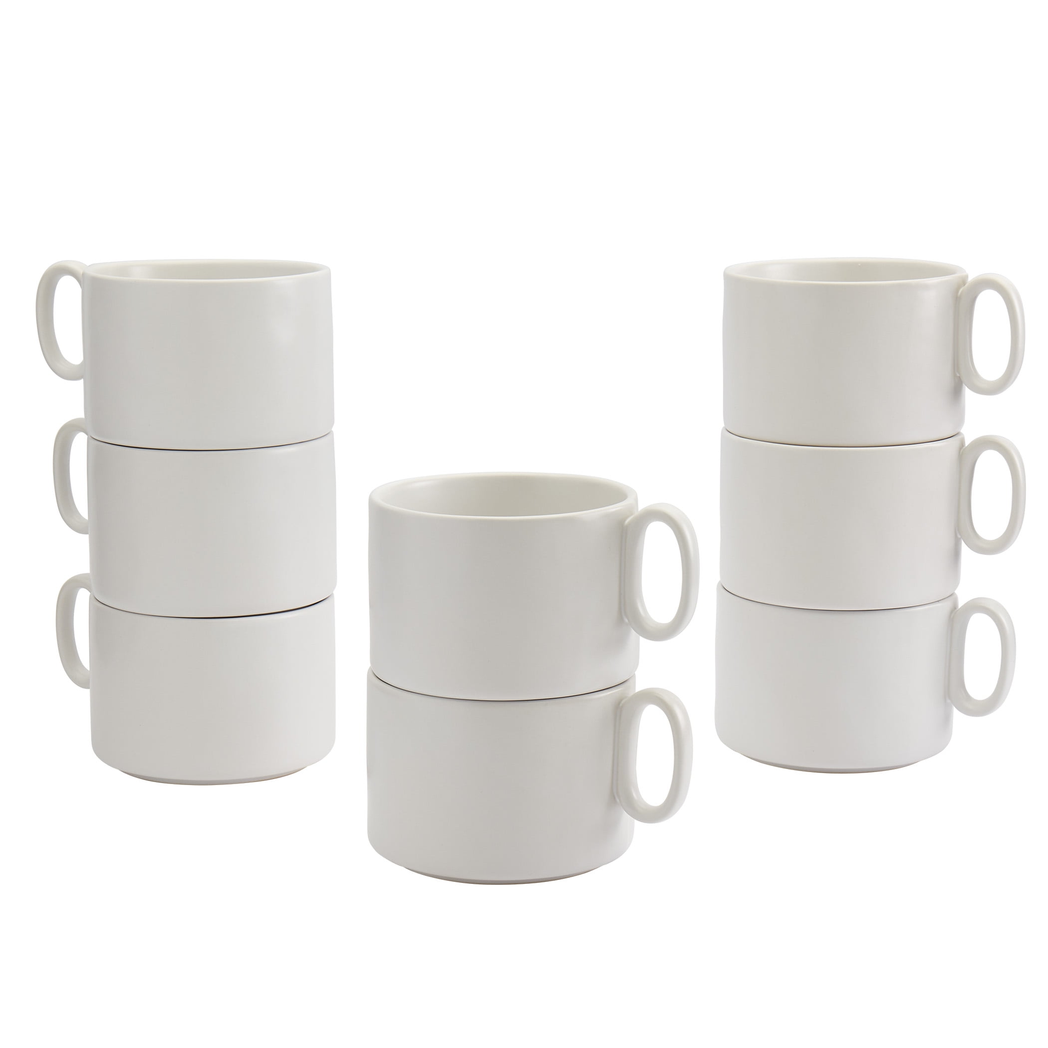Tabletops Gallery Chef Stack 8 Piece Large 15oz Stackable Mug Set white ...