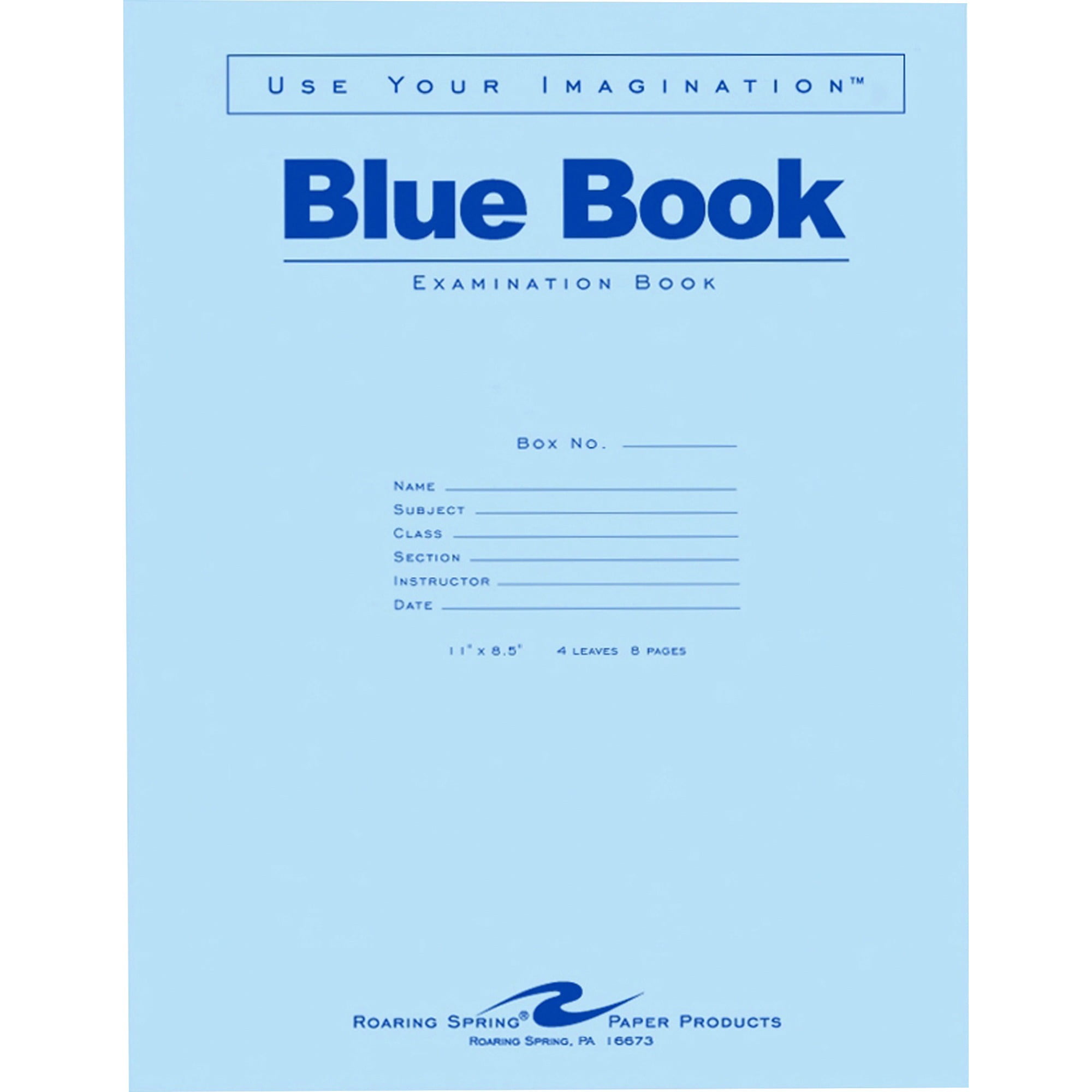 Roaring Spring, ROA77515, 8 - sheet Blue Examination Book - Letter, 100 ...