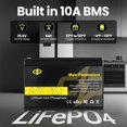 24V 6Ah LiFePO4 Lithium Iron Phosphate 4000+ Deep Cycles Built-in 10A ...