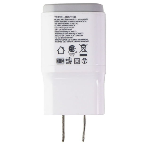 LG (MCS - 04WD2) 5V 1.8A Travel Adapter for USB Devices - White ...