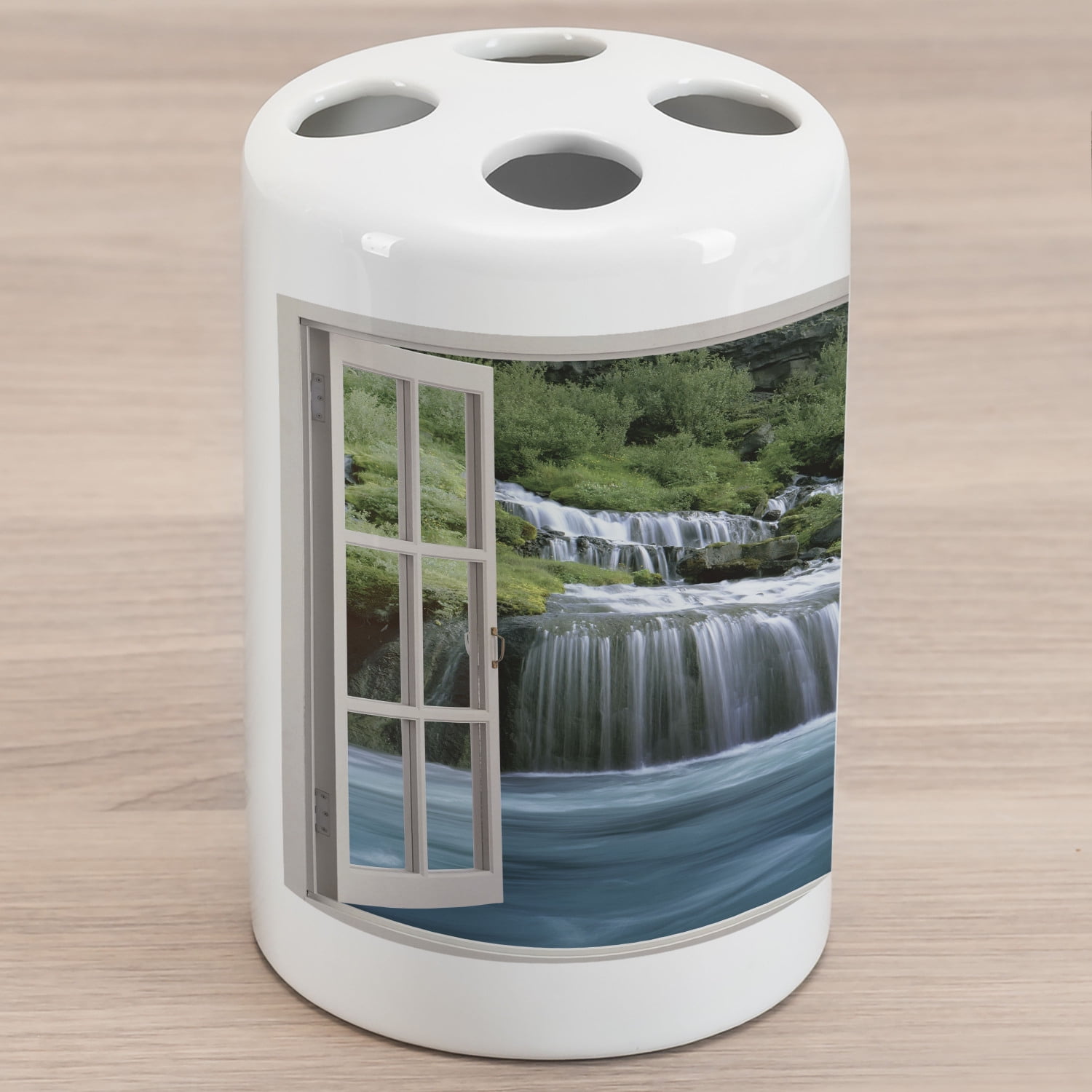 Waterfall Ceramic Toothbrush Holder, Majestic Waterfall Landscape ...